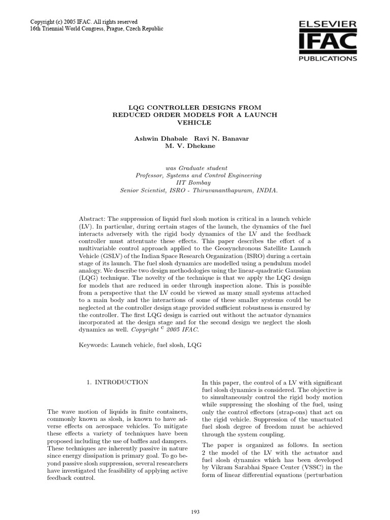 LQG Controller | PDF | Control Theory | Matrix (Mathematics)