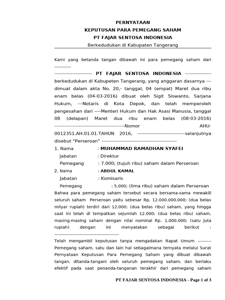 Fajar Sentosa Indonesia | PDF