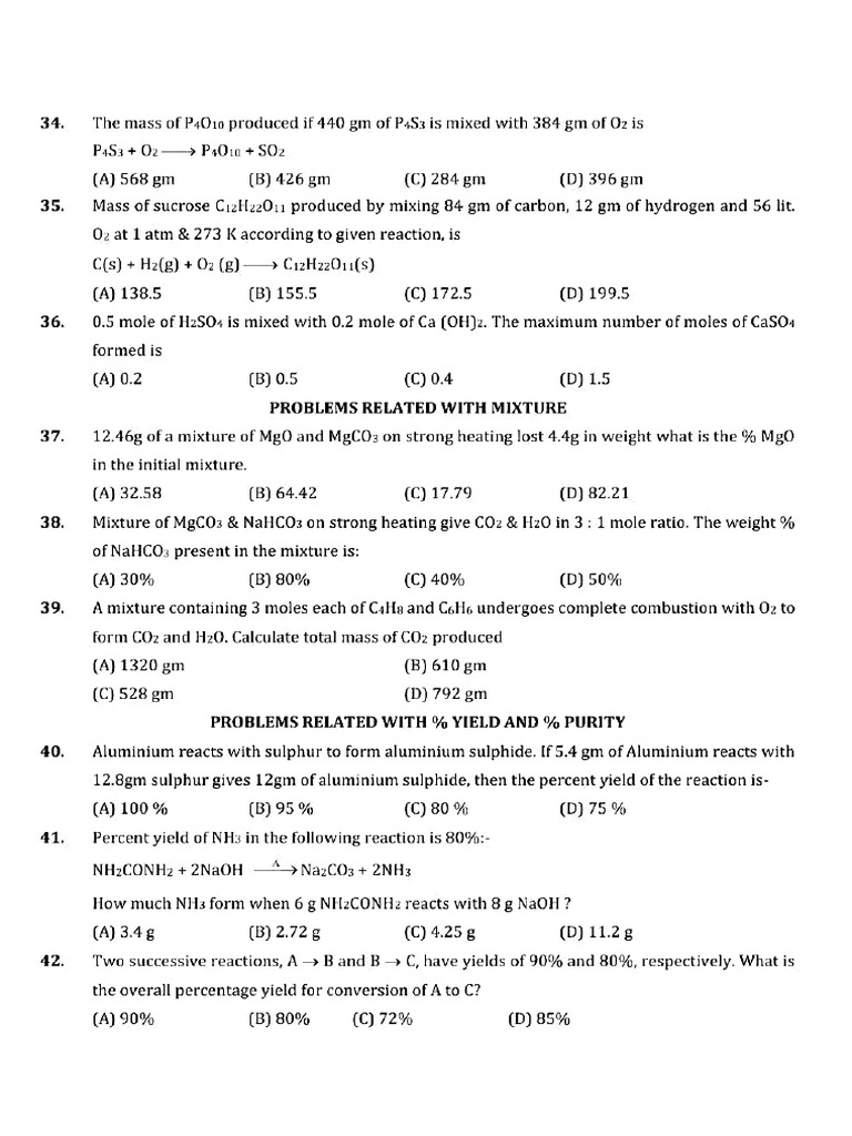 Assignment 01 - Mole Concept 2 | PDF