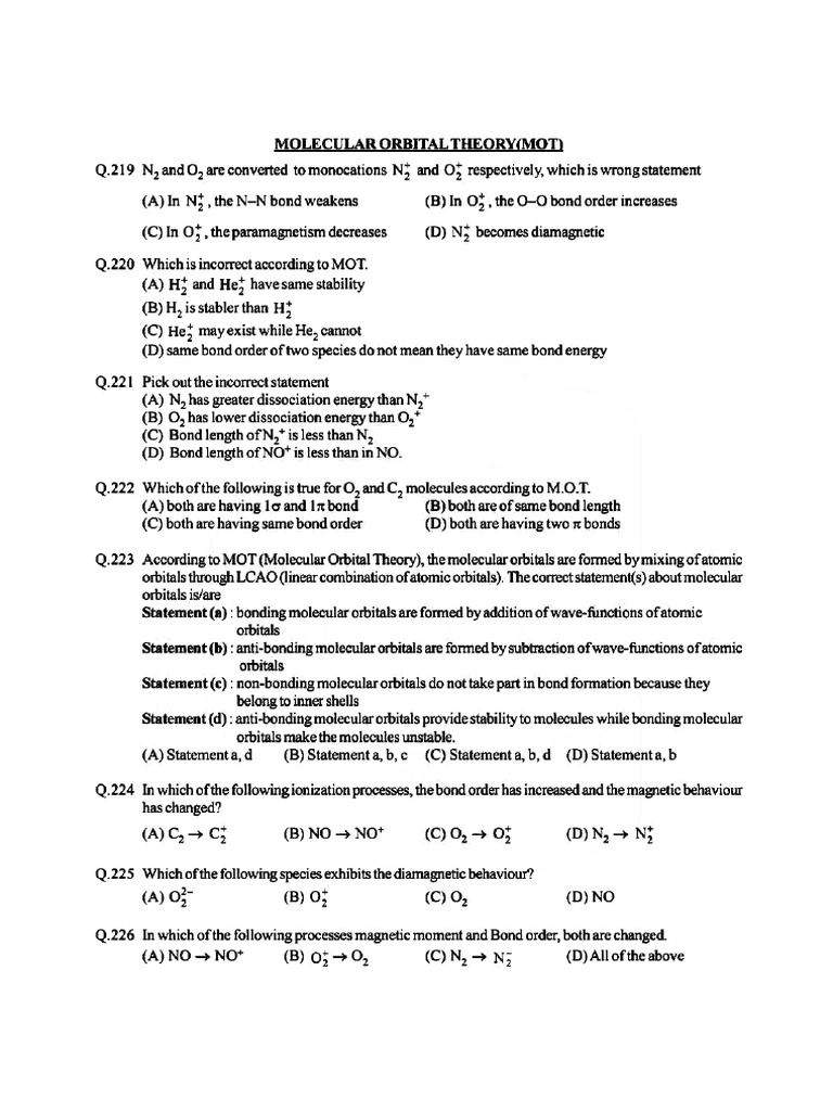 Assignment 2 - Chemical Bonding 2 | PDF