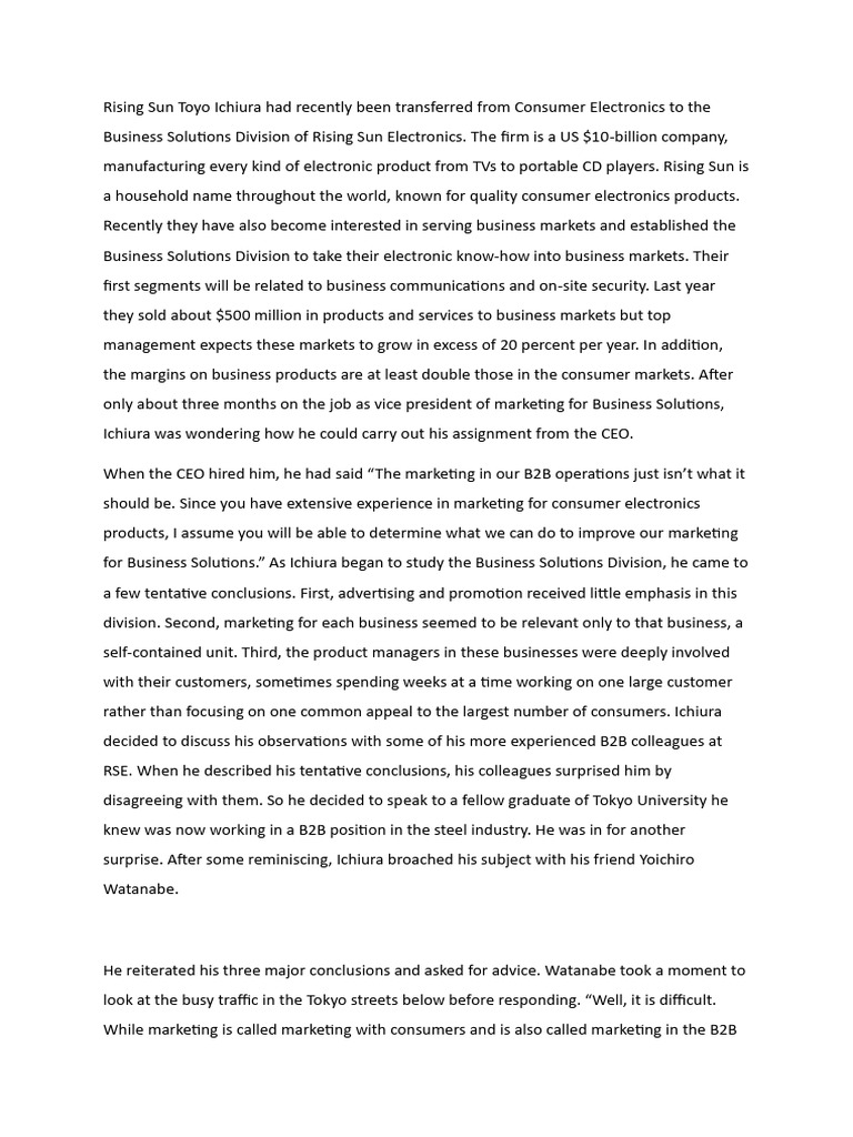 B2B Rising Sun Toyo Case Study | PDF | Marketing | Economies