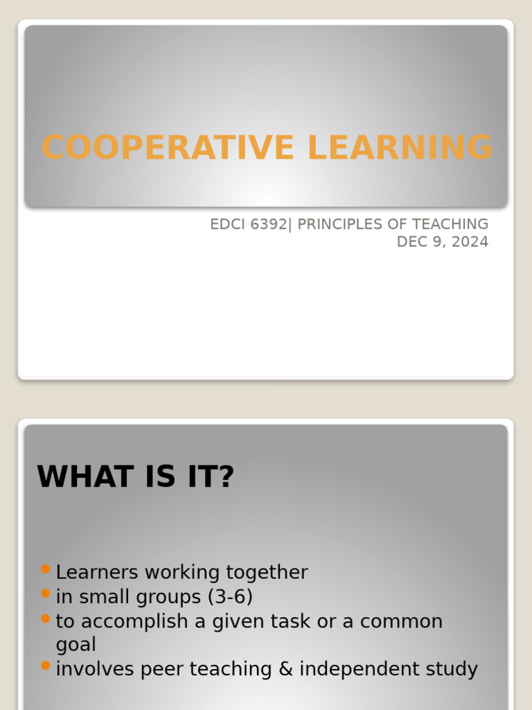 Cooperative_Learning 10 Dec 2024 | PDF | Behavior Modification | Learning