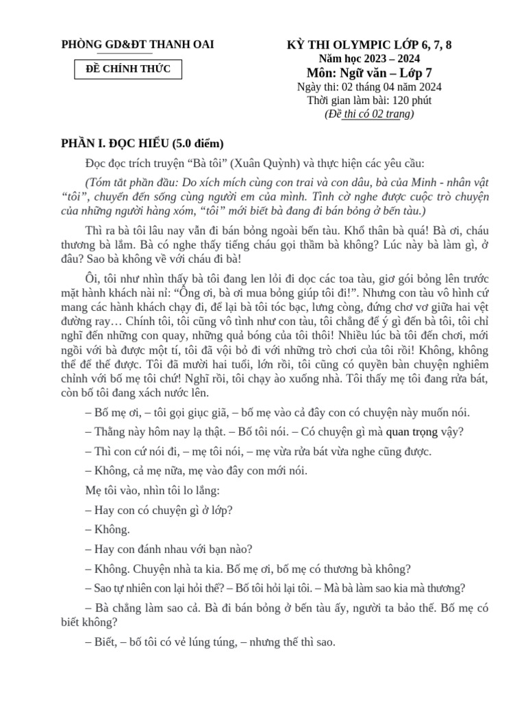 NV7 - Bà tôi (Truyện) | PDF