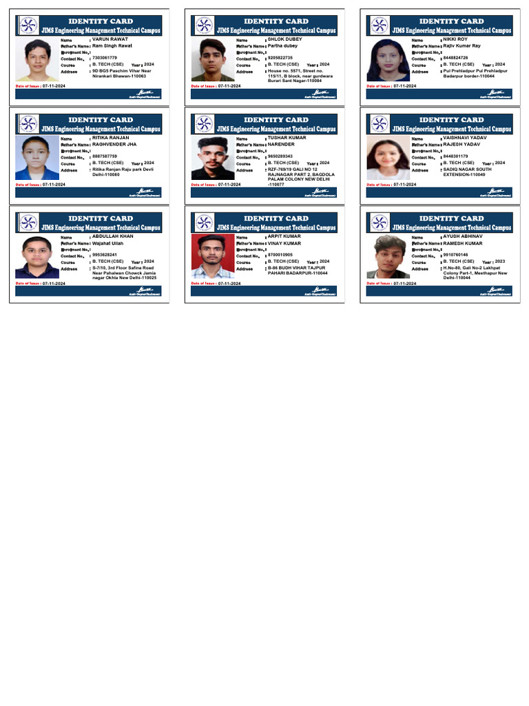 B. Tech CSE Student Directory 2024 | PDF