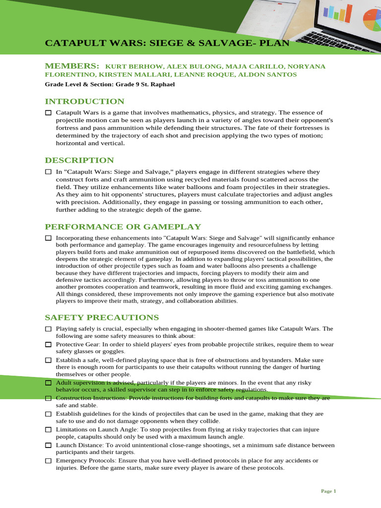 CATAPULT WARS | PDF | Safety | Trajectory