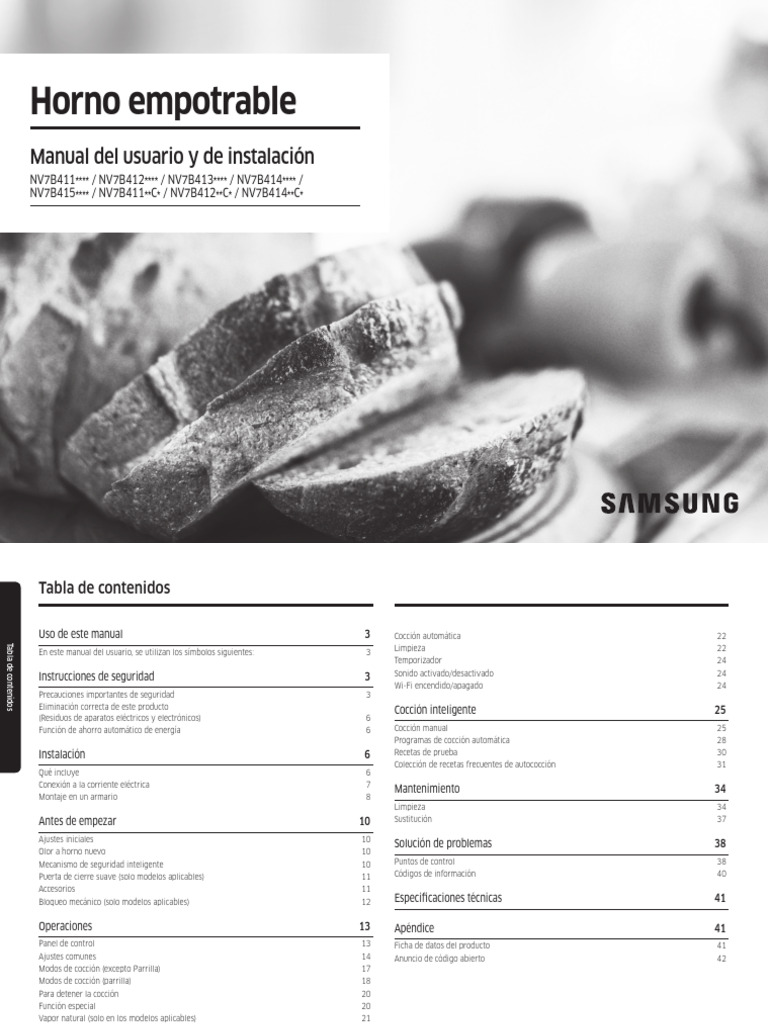 O NV7000B Nv7b41307as U1 Dg68-01414a Es | PDF | Enchufes y tomas de ...