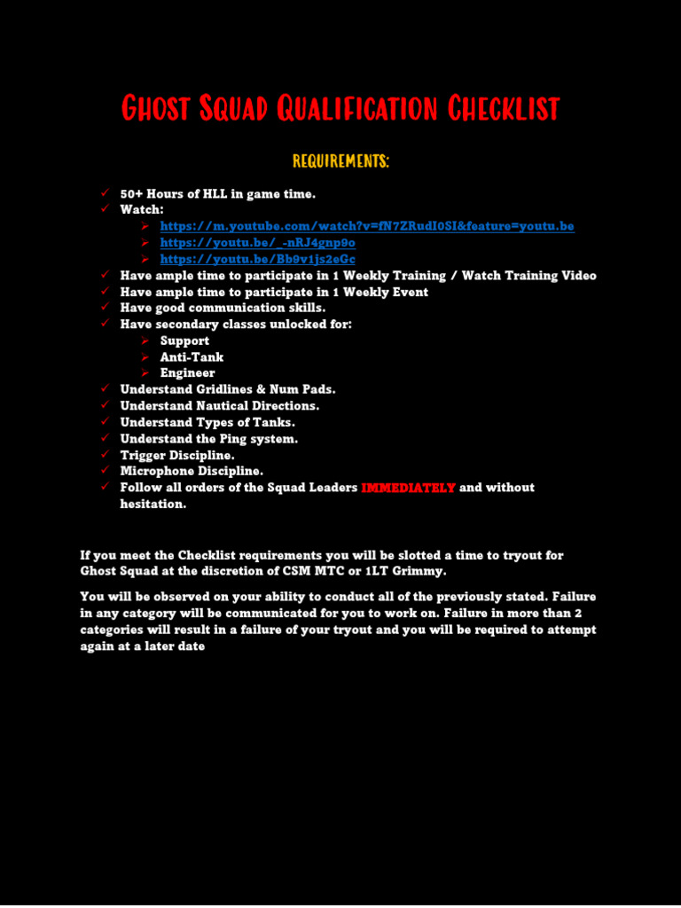 Ghost_Squad_Qualification_Checklist | PDF