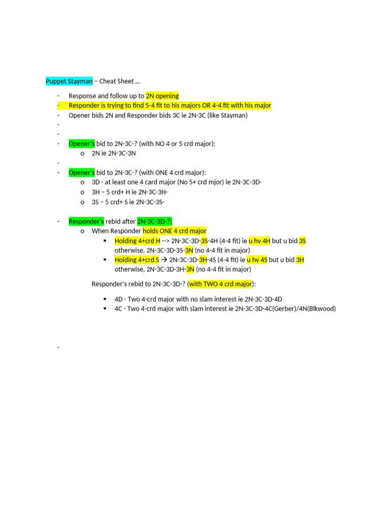 2N Response Puppet Stayman | PDF