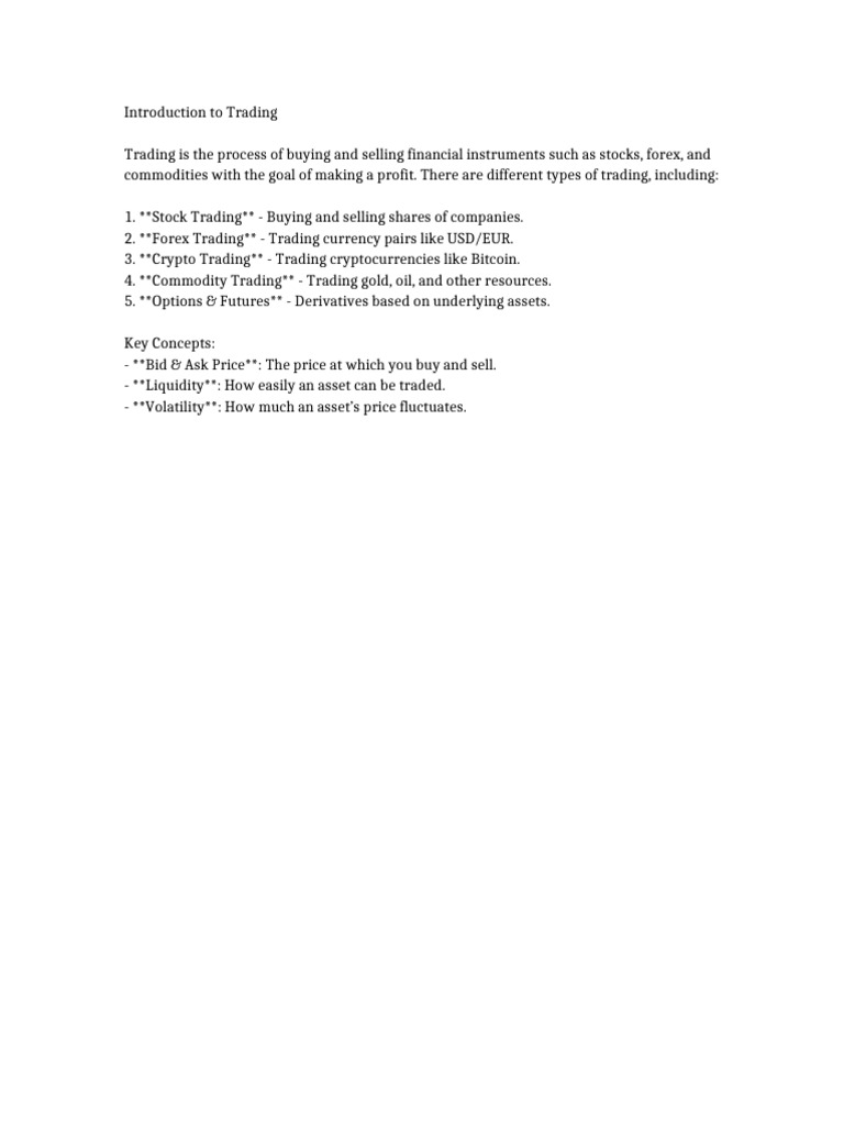 1 Introduction To Trading | PDF