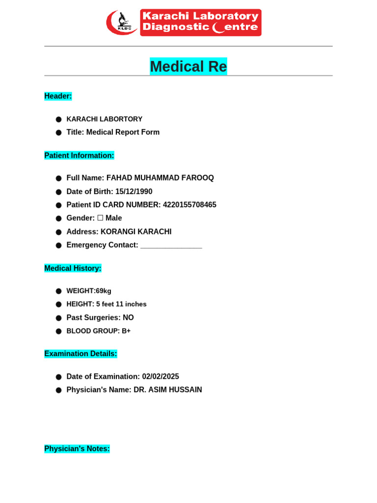 Medical-Report Sample | PDF