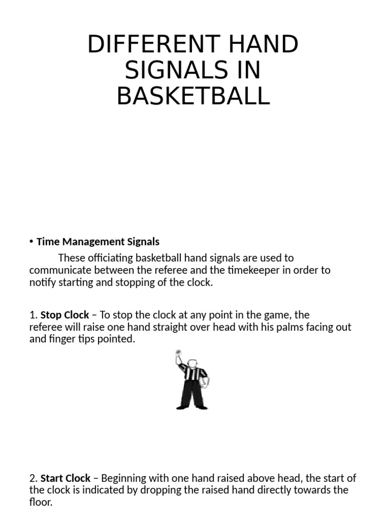 DIFFERENT HAND SIGNALS IN BASKETBALL | PDF | Hand | Athletic Sports