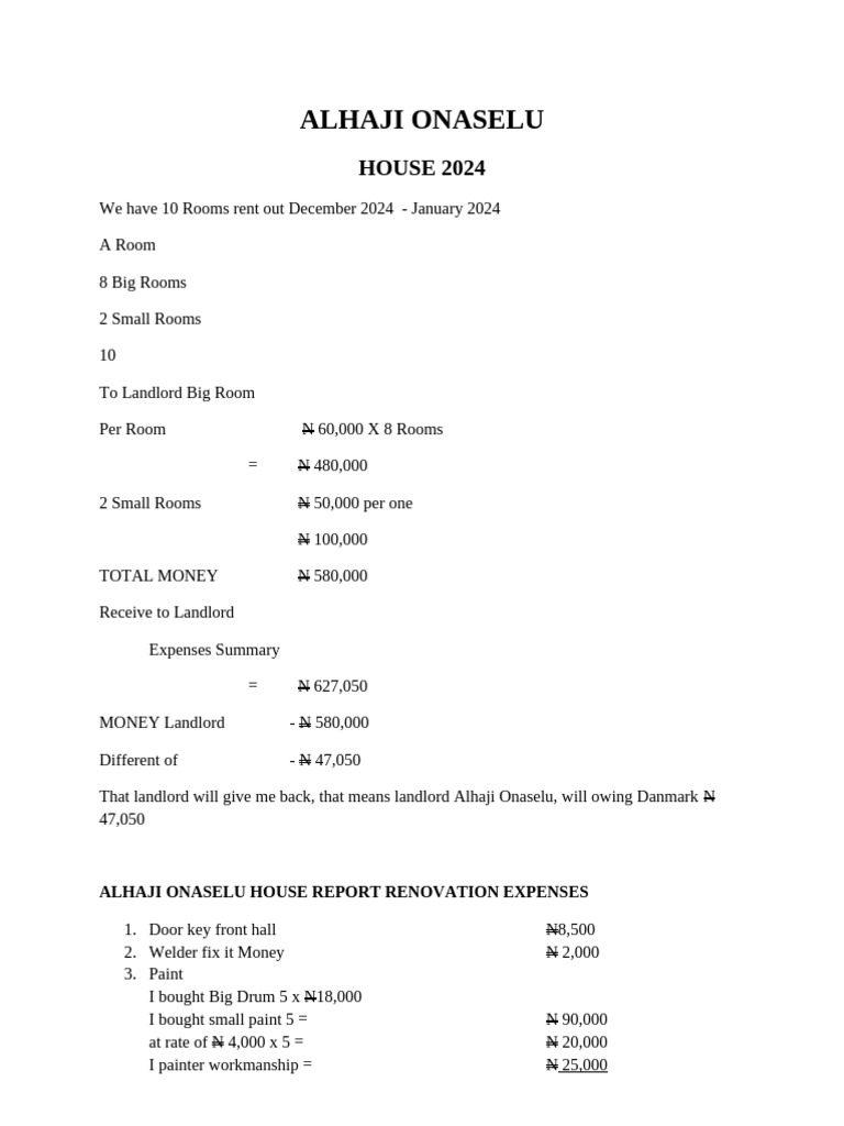Alhaji Onaselu House Renovation Summary | PDF | Building Engineering