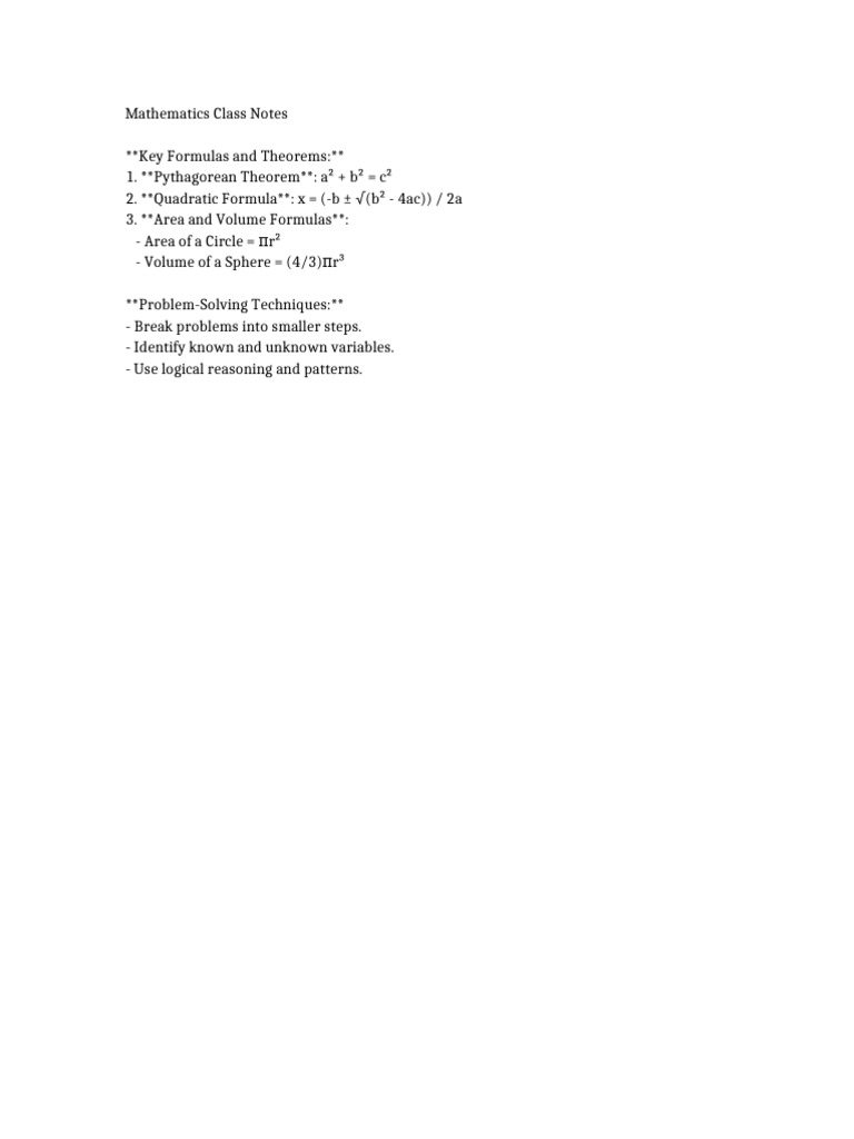1 Mathematics Notes | PDF
