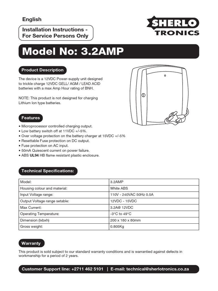 3.2A Installation Instructions 2023 Web | PDF | Battery Charger | Mains ...