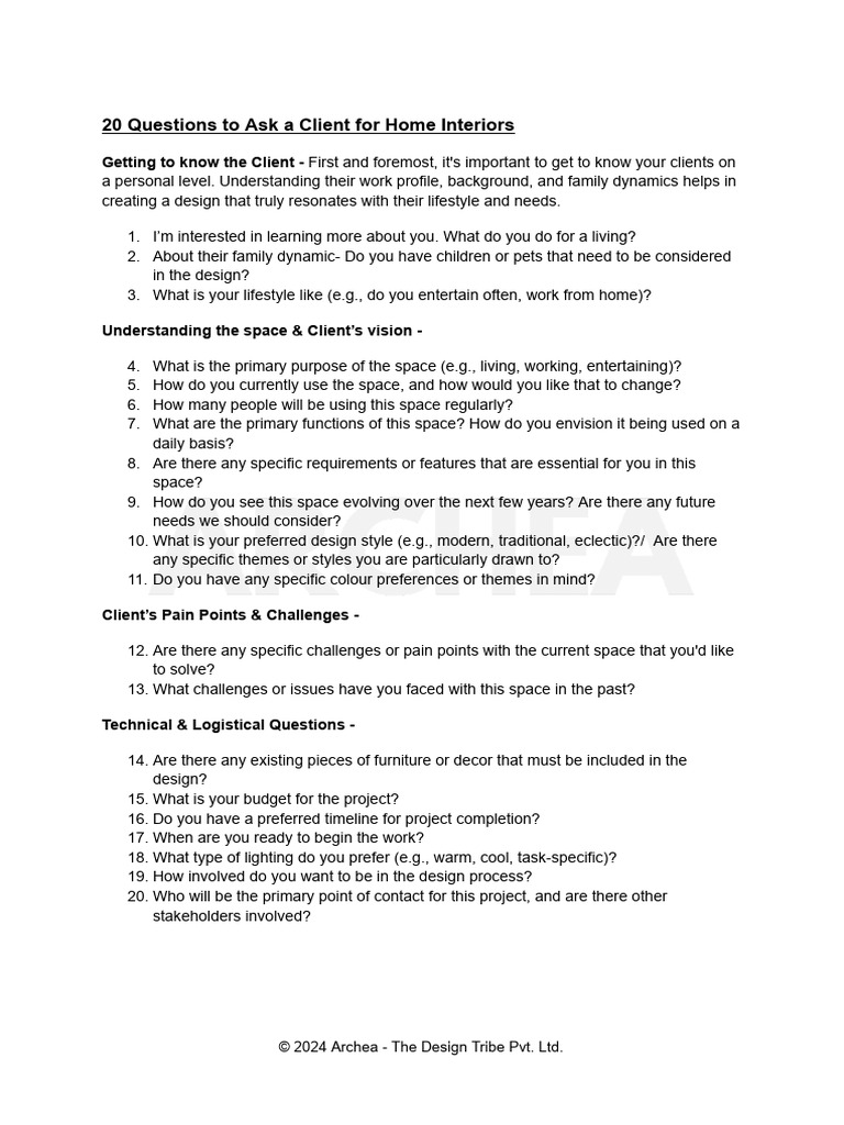 20 Questions To Ask Your Clients | PDF