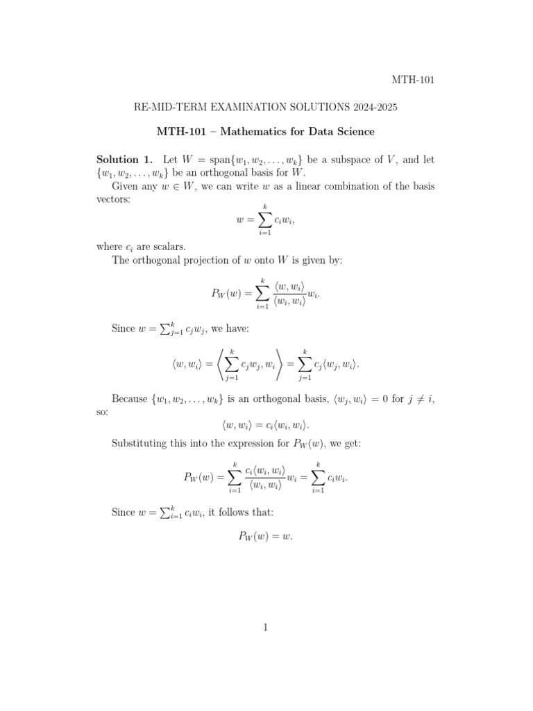 Batch2 MASAI MTH101 Re MidTerm Exam Solution | PDF | Eigenvalues And Eigenvectors | Vector Space
