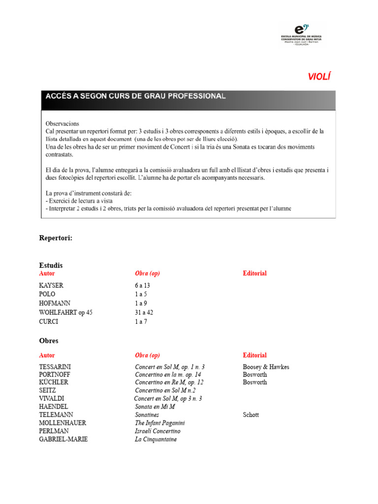 Accés 2n Violí | PDF