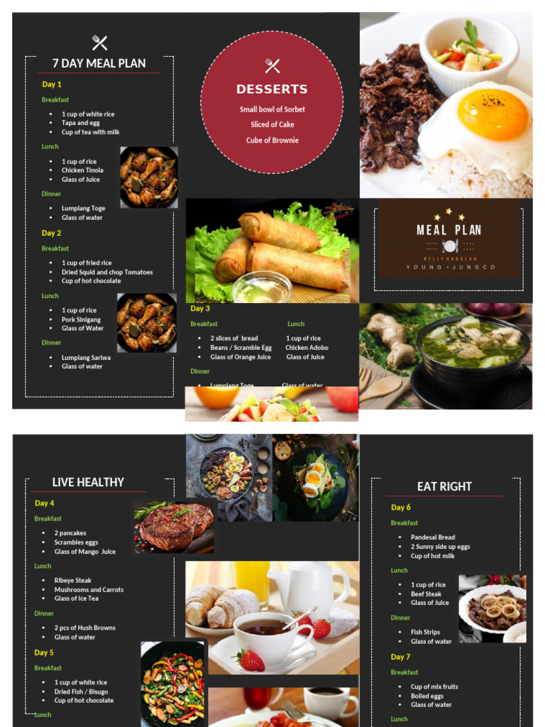 7 Day Meal Plan Pdf Lunch European Cuisine