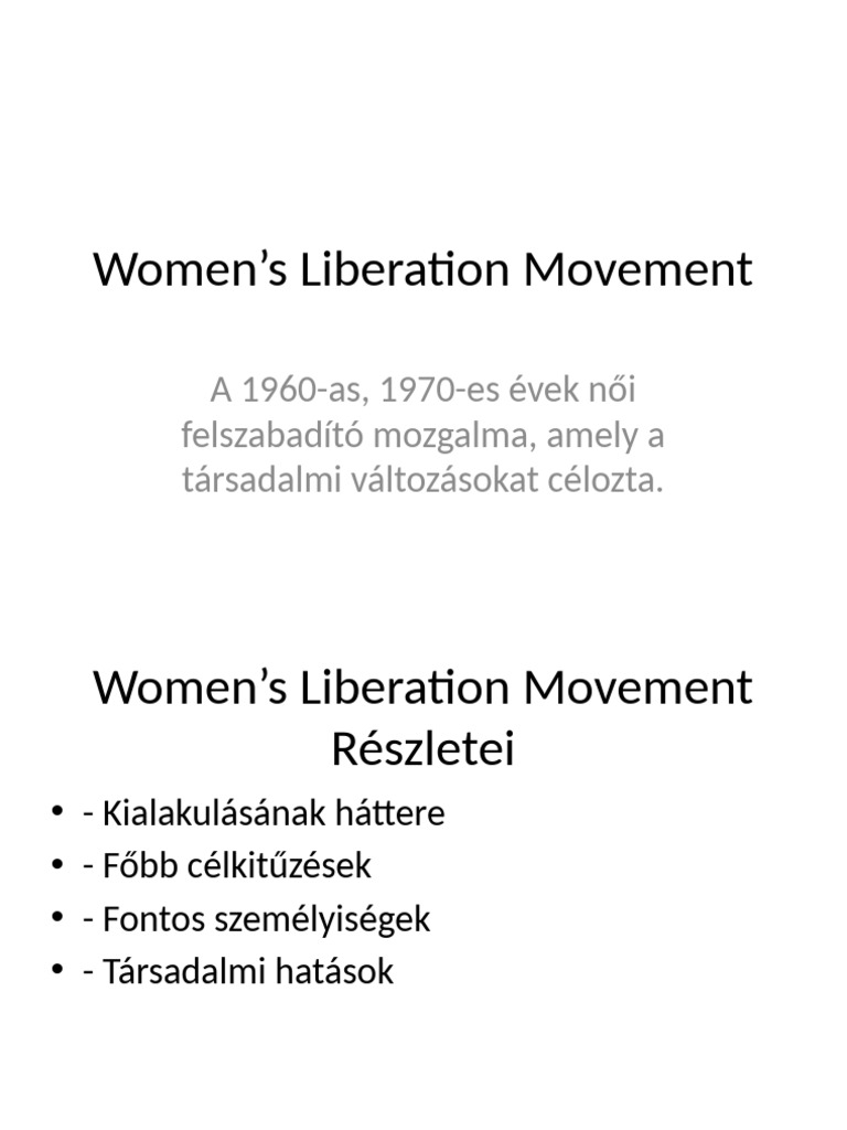 Women's Liberation Movement | PDF
