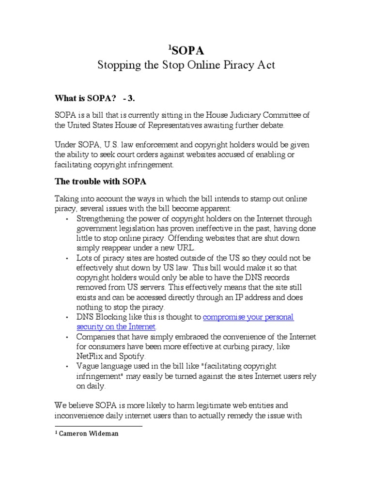 Understanding the SOPA Controversy | PDF | Copyright Infringement ...