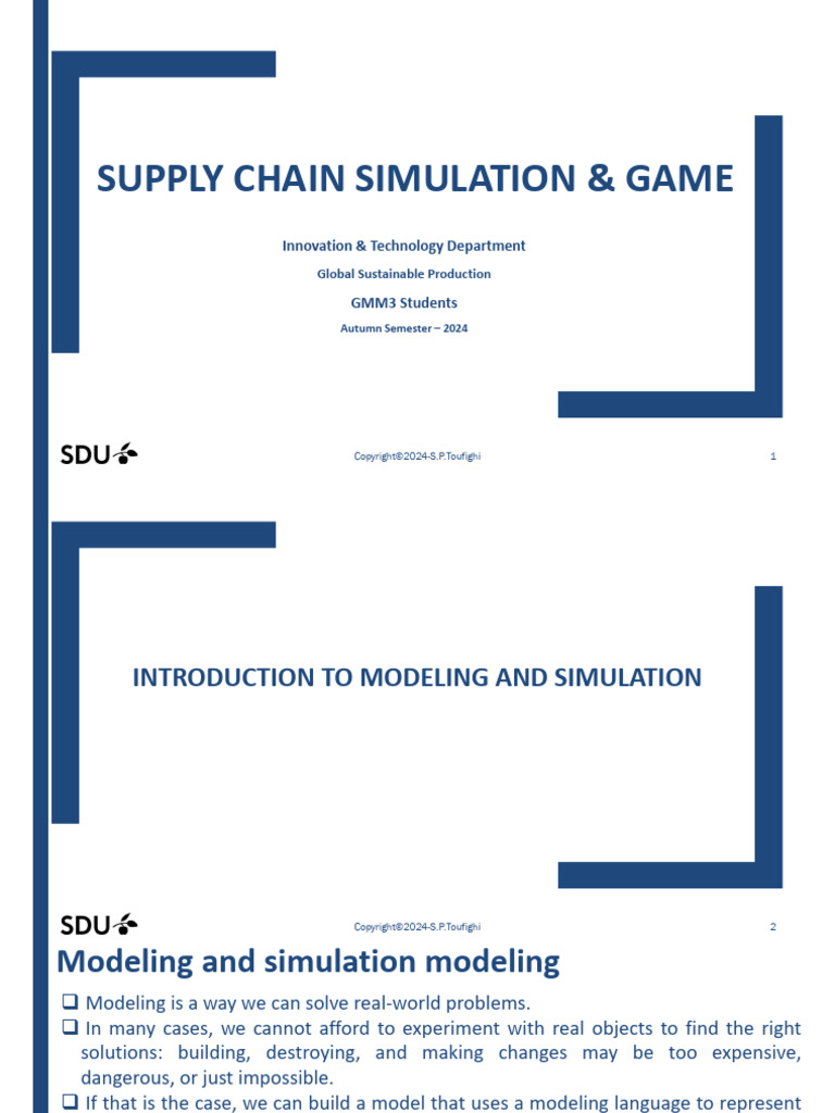 SC Simulation & Game - Lecture 4 | PDF | Agent Based Model | Simulation