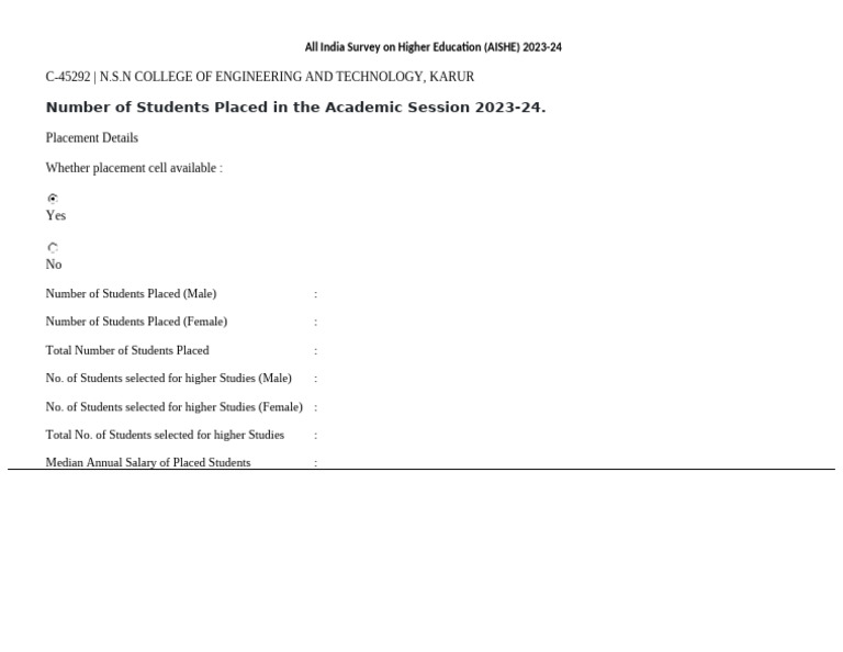AISHE - Placement Details | PDF
