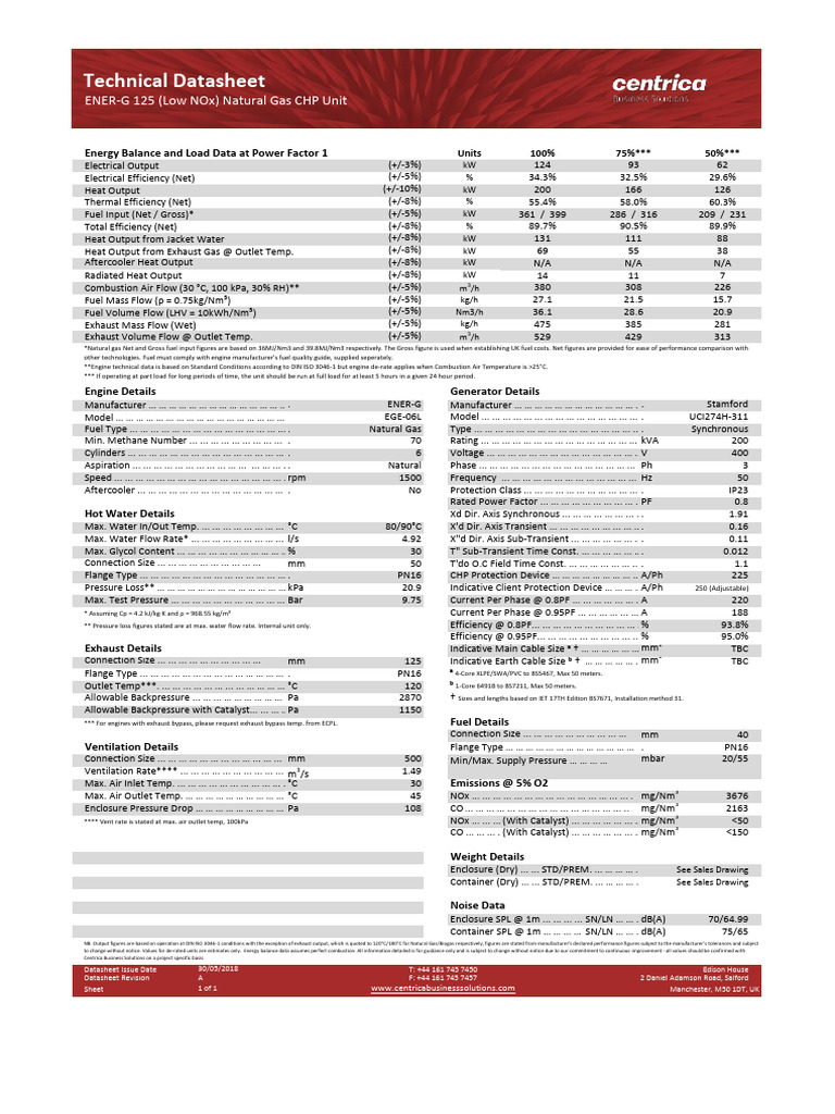 ENER-G 125 Natural Gas CHP Overview | PDF | Energy Technology ...