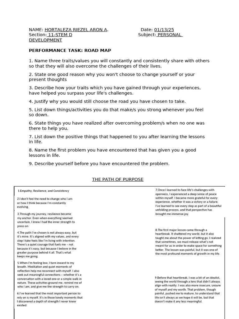 PERDEV ROAD MAP | PDF | Thought | Psychological Resilience
