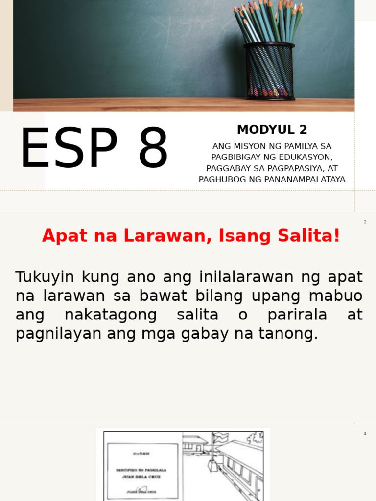 Esp8 Q1 Modyul 2 Misyon NG Pamilya | PDF