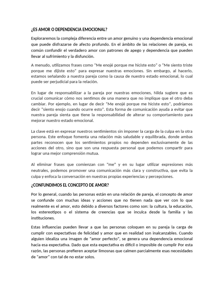 Es Amor o Dependencia Emocional | PDF | Amor | Las emociones