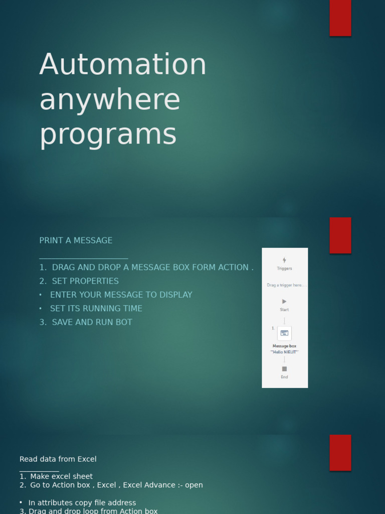 Automation Anywhere Guide | PDF | Microsoft Excel | Computer File