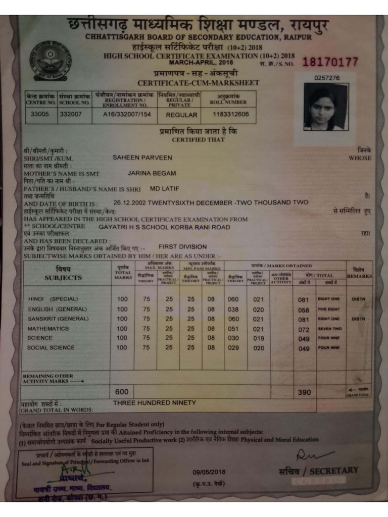 10th Certificate | PDF