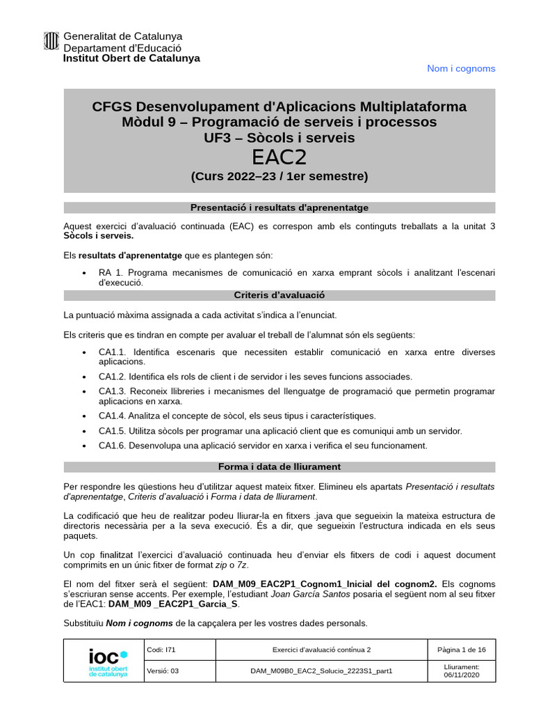 DAM M09B0 EAC2 Solució 2223S1 Part1 | PDF