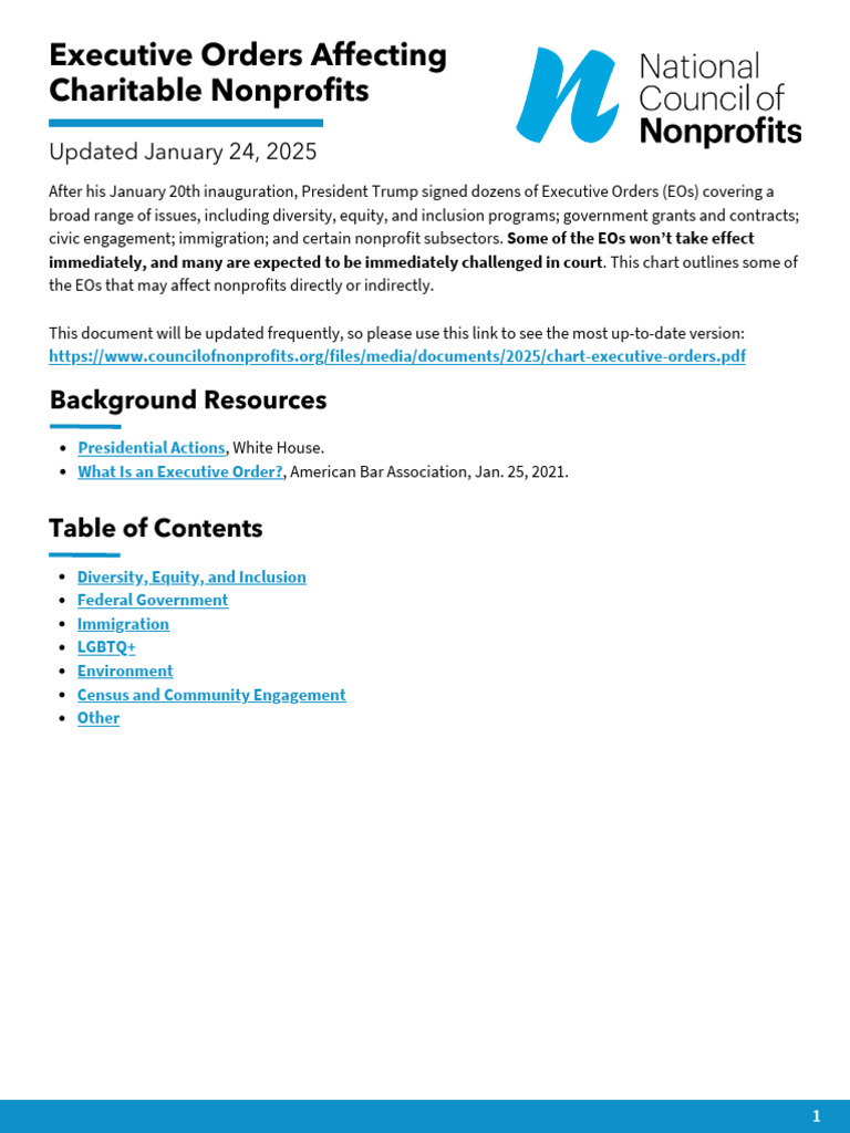 Executive Orders Impacting Nonprofits | PDF | United States Nationality ...