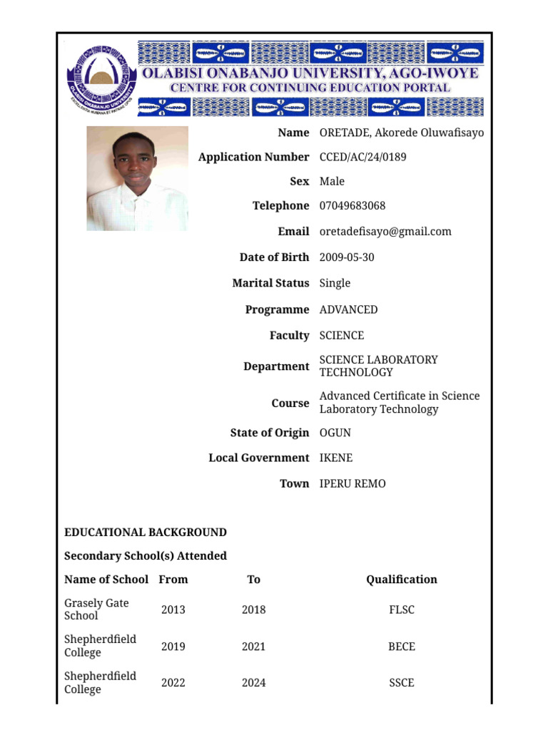 Advanced Certificate Application: Science Lab Tech | PDF