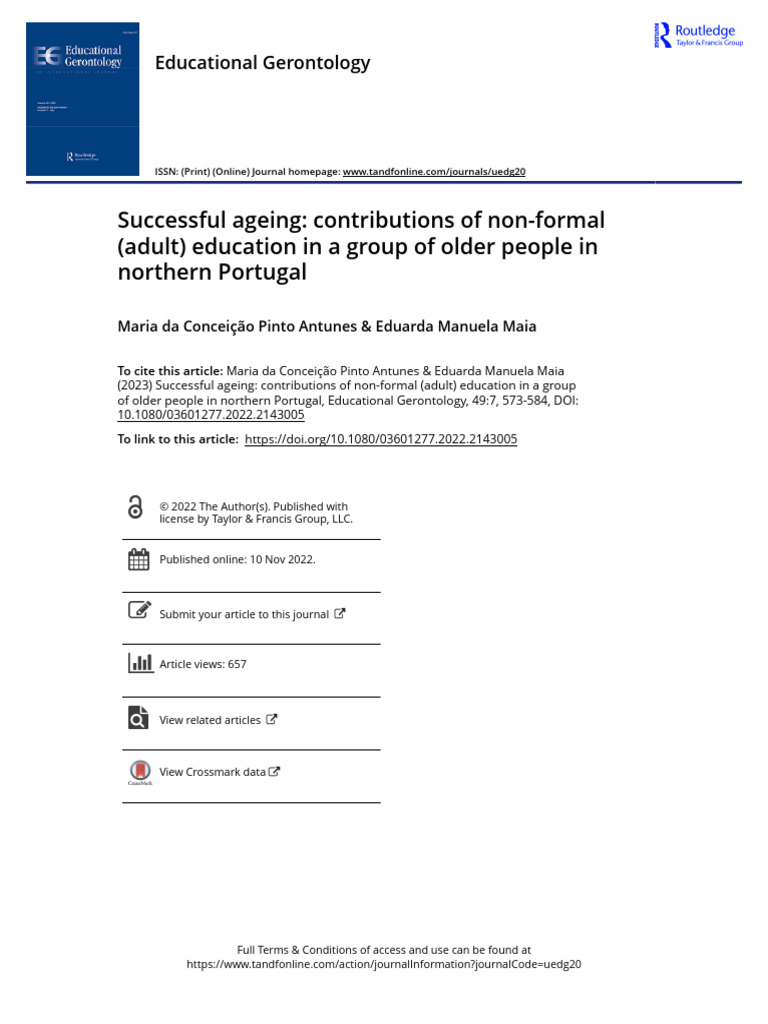 Successful ageing contributions of non-formal adult education in a ...