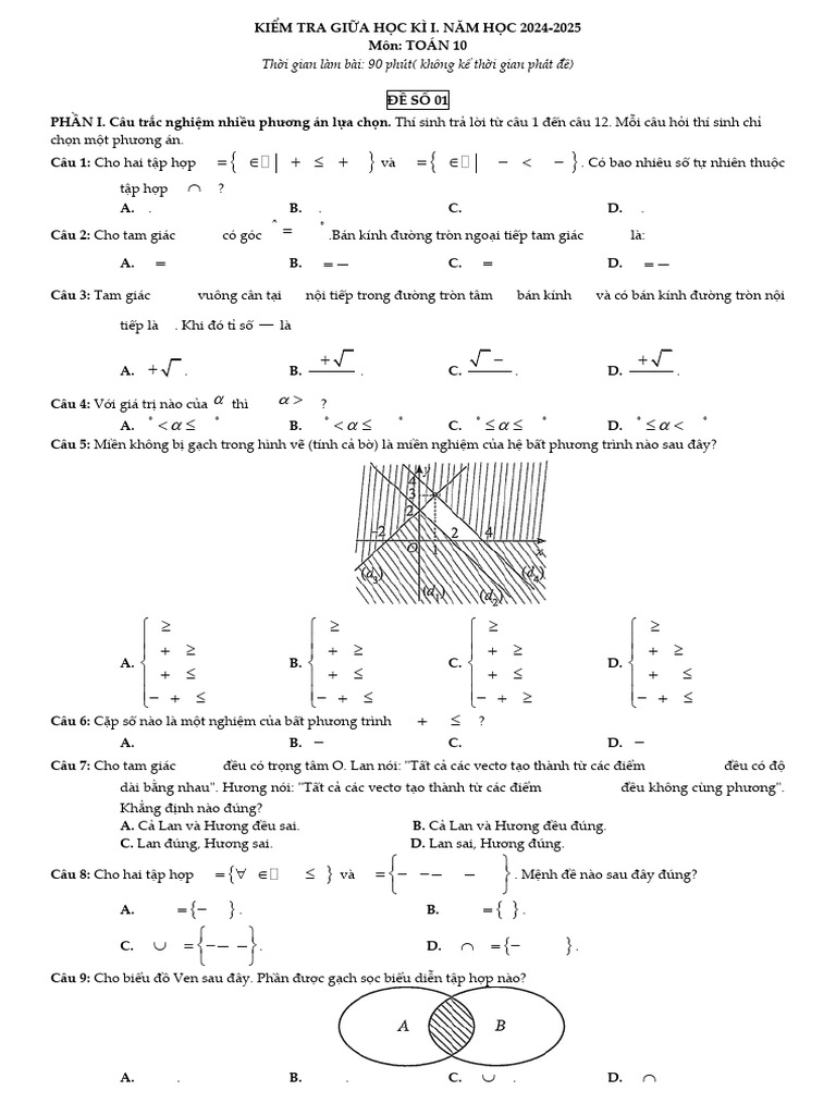 TOÁN ĐỀ 1 GK1 | PDF