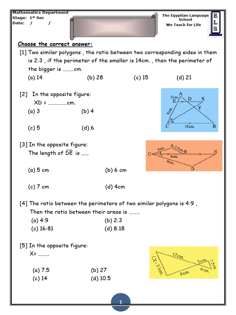 Geom. Revision (2) 1st Sec 1st Term | PDF | Classical Geometry ...