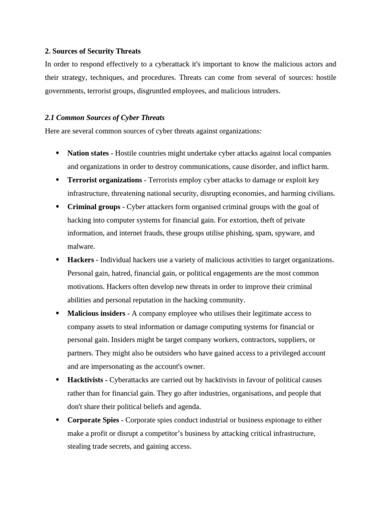 Sources of Security Threats | PDF