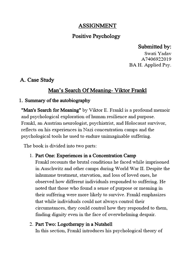 Swati Yadav Positive Psy. Assignment | PDF | Psychological Resilience | Optimism