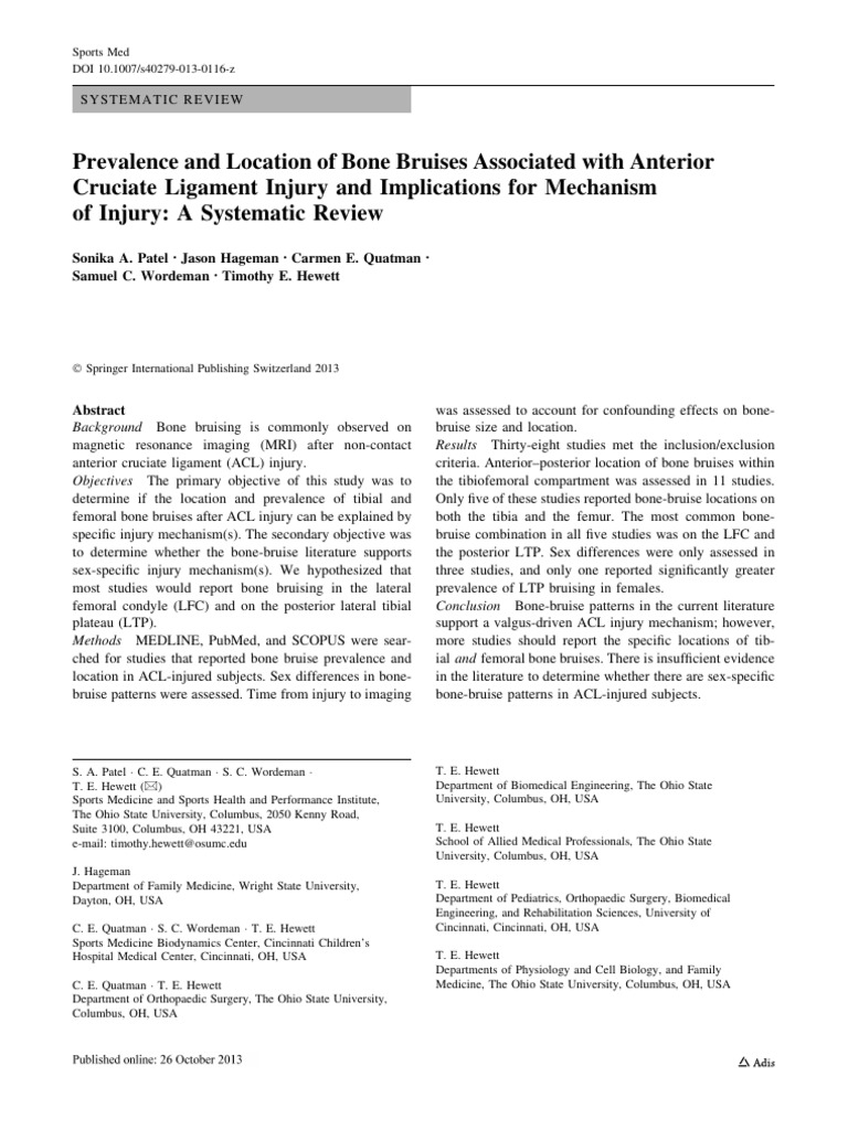 Prevalence and Location of Bone Bruises Associated With Anterior ...