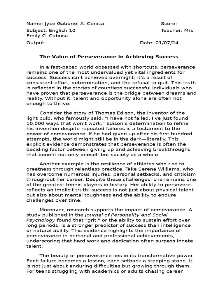 ESSAY - 300 WORDS | PDF | Psychological Concepts | Cognition
