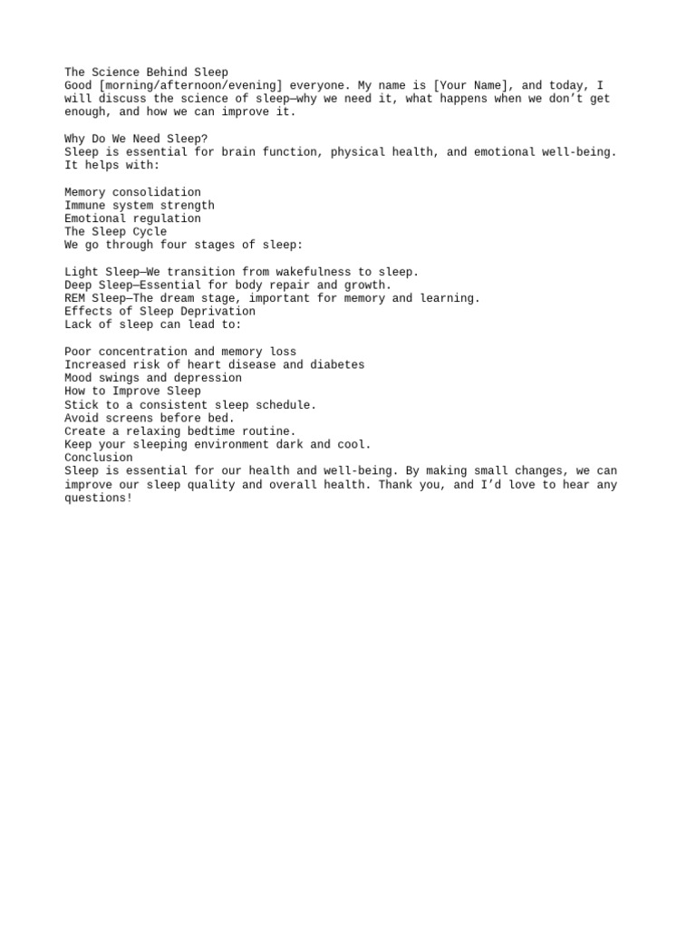 The Science Behind Sleep | PDF