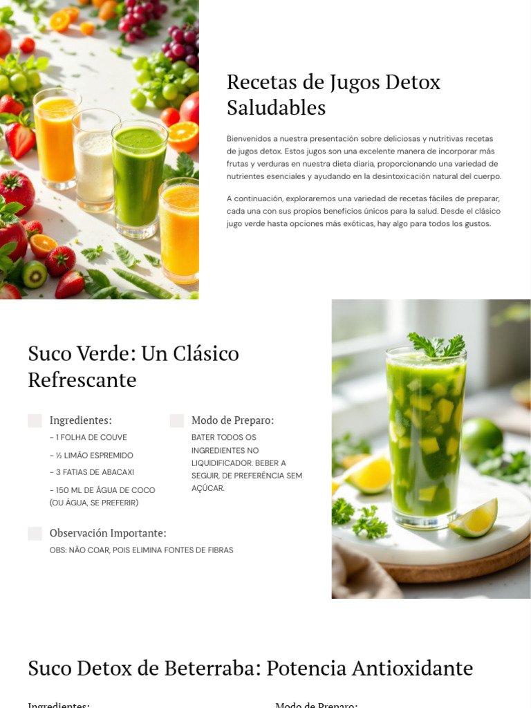Recetas de Jugos Detox Saludables | PDF