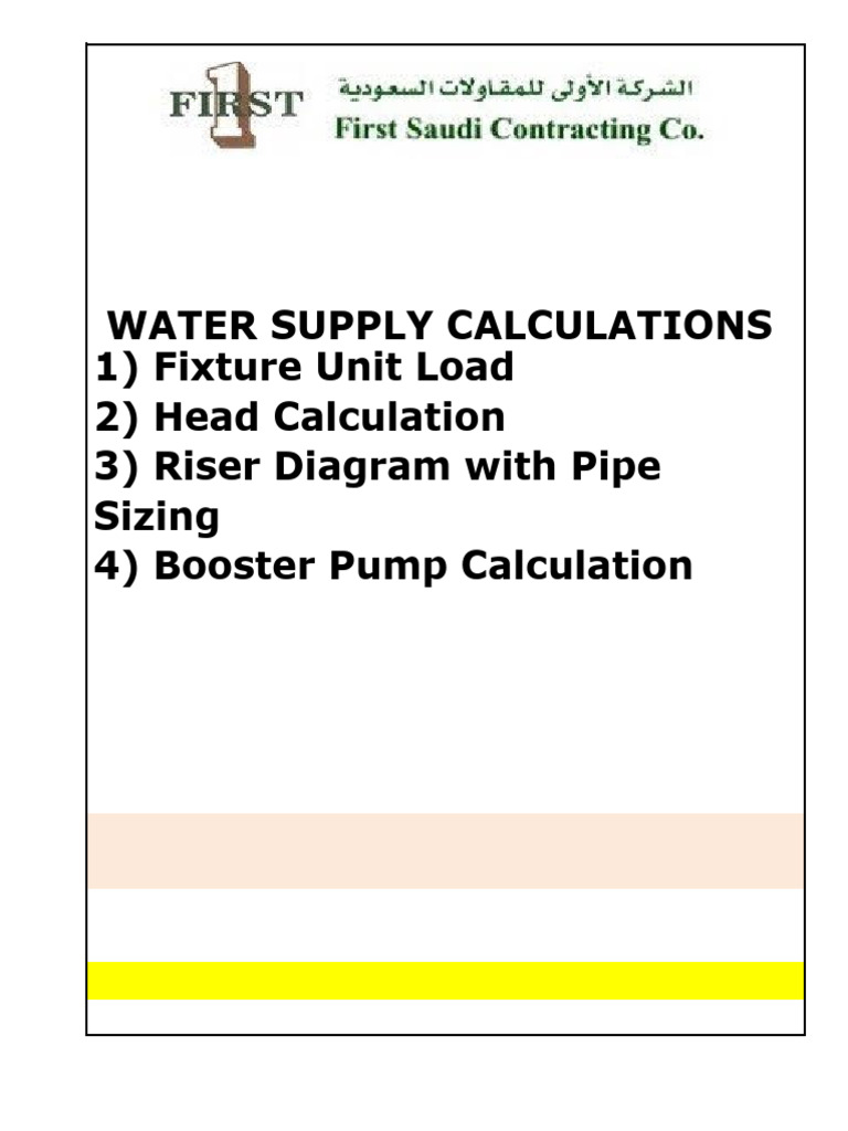 Water Supply Calculation Guide | PDF | Pipe (Fluid Conveyance) | Tap ...