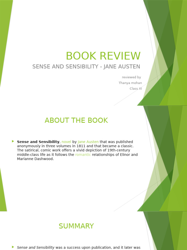 Book Review Sense & Sensibility | PDF | Sense And Sensibility | Elinor ...