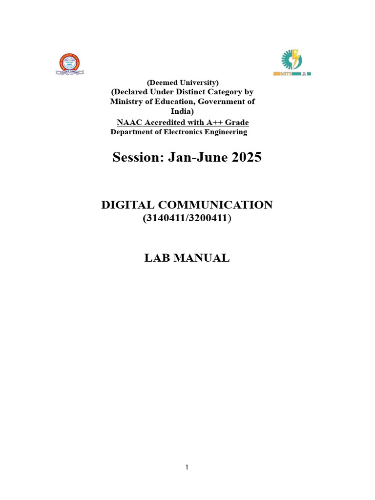 DIGITAL COMM. Manual JAN 2025.docx | PDF | Modulation | Sampling (Signal Processing)