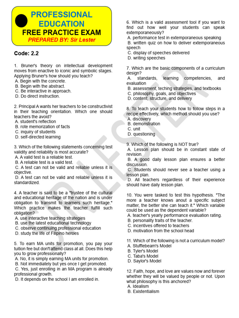 PROFED SIR LESTeR 3 | PDF | Teachers | Learning