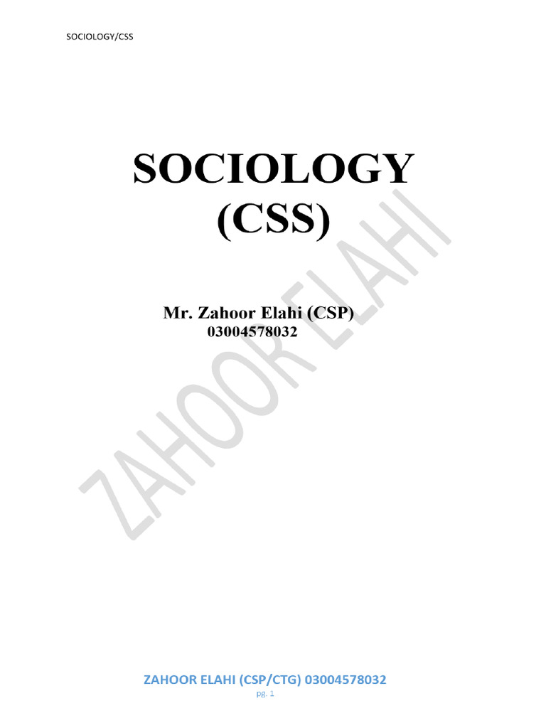 Complete Sociology Notes | PDF