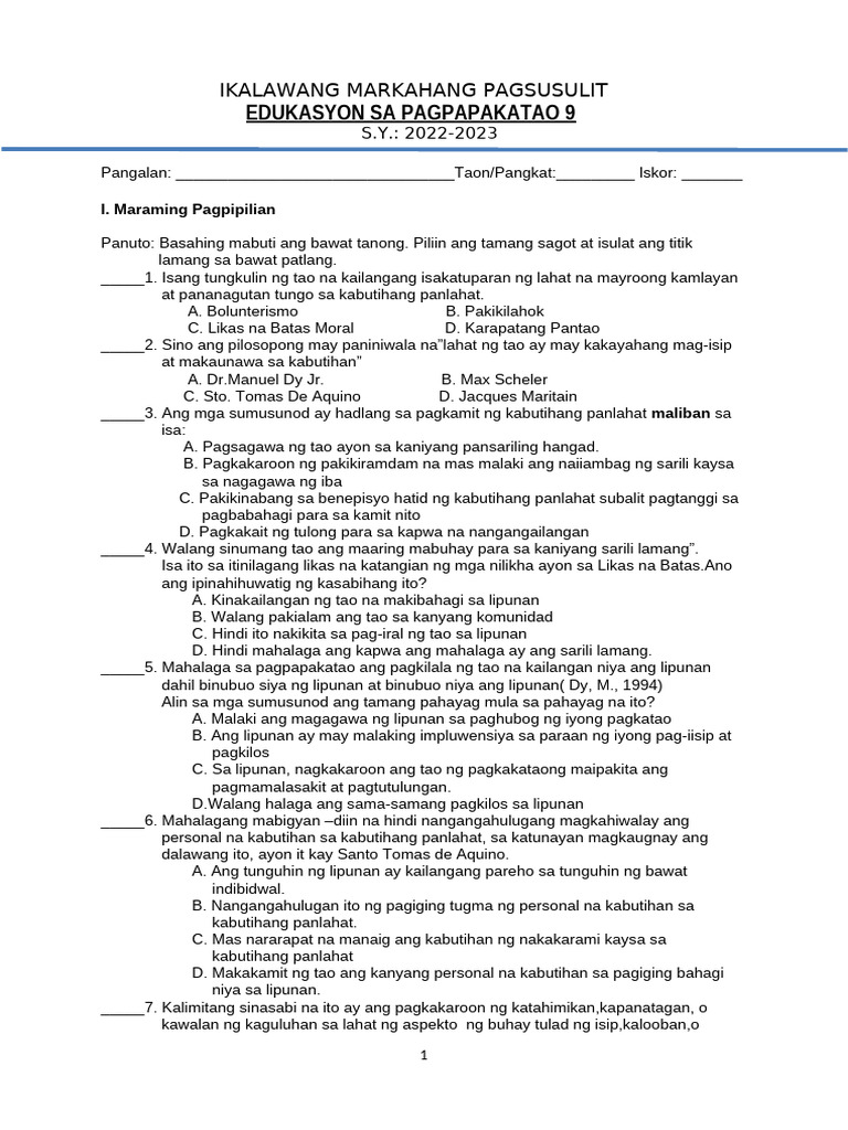 2nd-QE-FINAL GRADE 9 | PDF